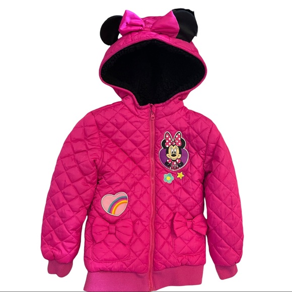 Disney | Jackets & Coats | Disney Minnie Mouse Pink Puffer Winter ...